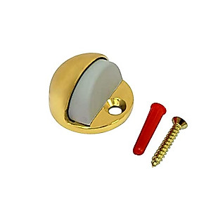 QCAA Solid Brass Low Dome Floor Door Stop, 1/4"-3/4" Clearance from Floor Buttom, Polished Brass, 2 Pack, Made in Taiwan