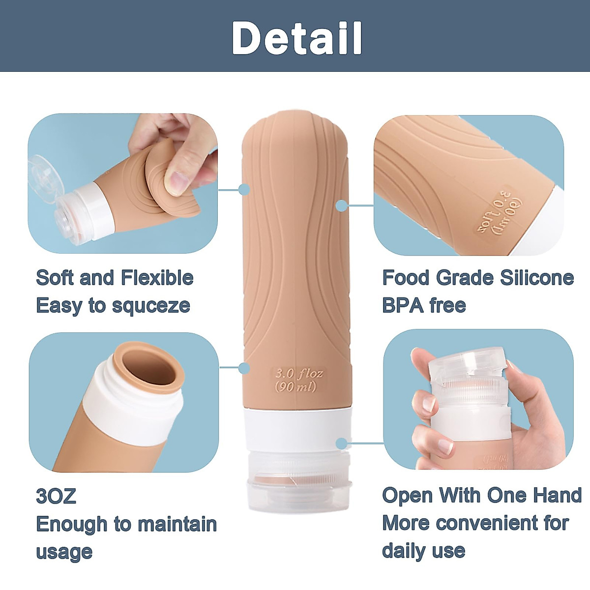 SupMaka Travel Containers for Toiletries, 17 Pcs - Silicone Travel Size Bottles Set, 3oz Leak Proof Shampoo and Conditioner Bottles, TSA Approved Travel Essentials for Lotion Body Wash