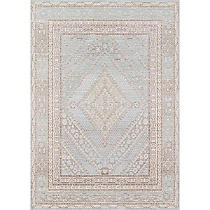 Momeni Isabella Traditional Geometric Flat Weave Area Rug, 4 ft 0 in x 6 ft 0 in, Blue