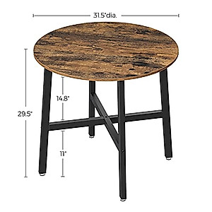 VASAGLE Round Dining Table, for Living Room, Office, Round Top, 31.5 x 31.5 x 29.5 Inches, Brown