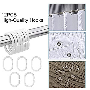 Muuyi Shower Curtain, Brown Shower Curtain, Shower Curtains for Bathroom, Waterproof Shower Curtains with 12 Hooks 72 x 72 Inches