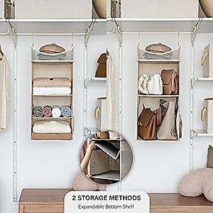 StorageWorks 4 Section Hanging Closet Organizer with Garment Rod, Adjustable Hanging Closet Organizers