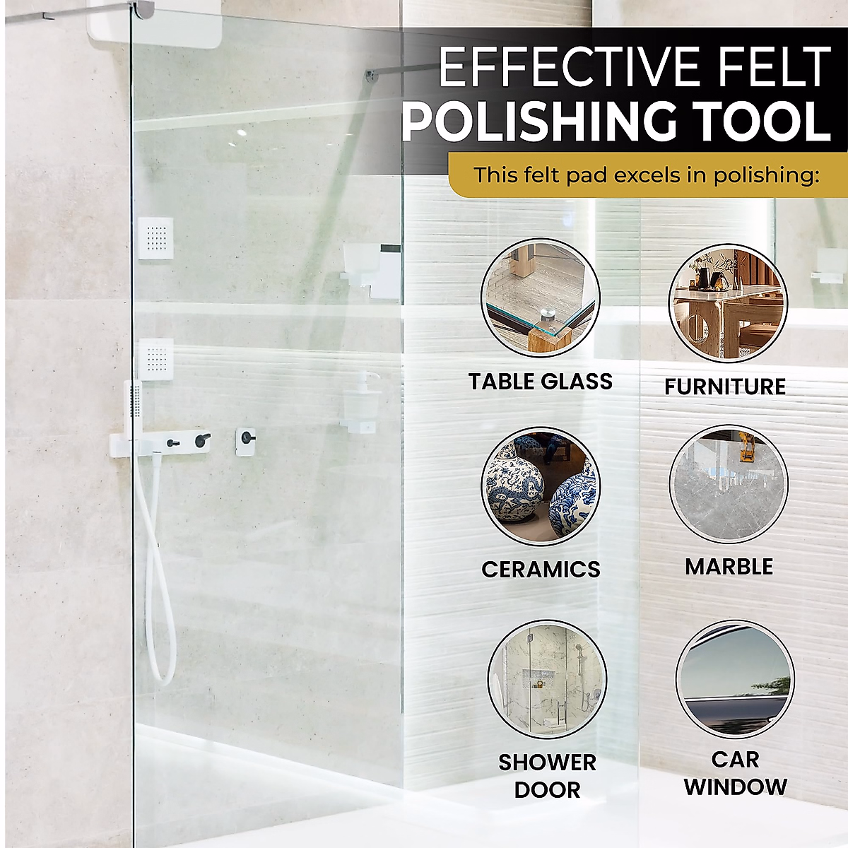 Gold Label Detailing Glass Polishing Drill Wheel Bob with Hexagonal Shaft for Use with Cerium Oxide | Remove Scratches and Scuffs in Windshields, Windows, Table Tops and More …