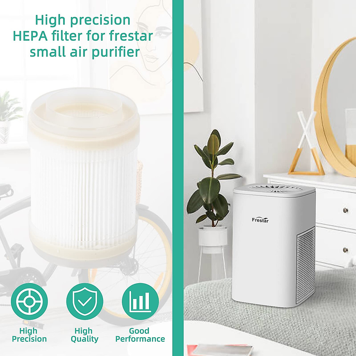 HEPA Filter Compatible with Frestar Small Air Purifier, Replacement HEPA Filter, Air Filter, 1 Pack