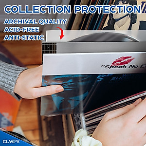 Claev 50 Inner Record Sleeves for 33 LP Vinyl Records (12 inch, U-Shape, Translucent), No Bunching Anti Static Protective Covers for Album Storage