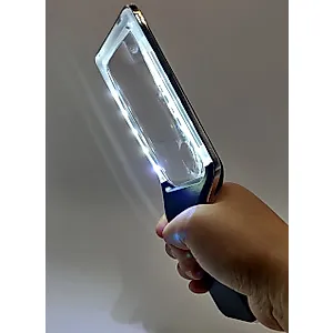 LED Handheld Magnifier for Reading 3x/6x Optical Magnifier for Low Vision, Visual Impairment, Magnifier for Seniors, Elderly People, Magnifier for Education, Office Work (Stepless Illumination adjust)