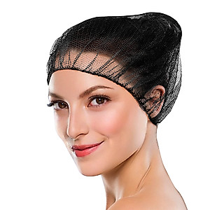 ABC Black Disposable Hair Net, 28 Inch. Pack of 100 Nylon Hair Nets Food Service Disposable. Elastic Disposable Hair Cap Medical. Disposable Surgical Cap. Bouffant Hair Nets Food Service Women