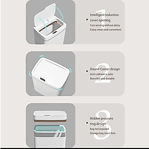 PDKLGDTK Kitchen Trash Can with Lid,4 Gallon Multipurpose Smart Trash Bin,Motion Sensor Trash Can for Home Office Bathroom,Slim Automatic Trash Can Touchless (4 Gallon Rechargeable)