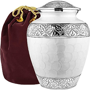Trupoint Memorials Cremation Urns for Human Ashes - Decorative Urns, Urns for Human Ashes Female & Male, Urns for Ashes Adult Female, Funeral Urns - White, Large