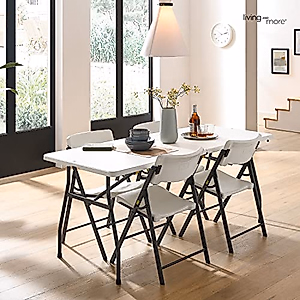 Living and More 6 Foot Fold-in-Half Table with Curve Legs, White