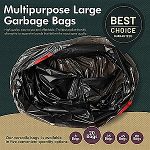PAMI Large 30-Gallon Drawstring Trash Bags [20-Pack, Black] - Multipurpose Extra-Strong Plastic Garbage Bags- Thick Unscented Trash Can Liners For Kitchen, Bathroom, Lawn, Outdoor Bins- 2ft x2ft