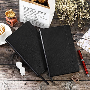 Ruled Notebook/Journal – Classic Notebook Journal for Women/Men, Faux Leather Notebooks for Work, Premium Thick Paper, Black, Hardcover, Lined (5.4 x 8.3)