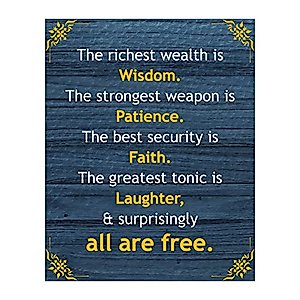 Wealth is Wisdom - Inspirational Lessons Typographic Print Home Decor, Great Positive Wall Art, Motivational Quotes Wall Decor, Ideal For Office Decor, Teen, Dorm or Living Room Decor, Unframed - 8x10
