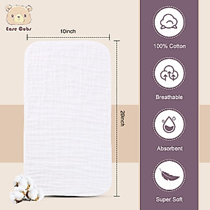 Ease Cubs Muslin Burp Cloths Large 100% Cotton Hand Washcloths for Boys & Girls, Baby Essentials Extra Absorbent and Soft Burping Rags for Newborn Registry (White & Green, 12-Pack, 20" X10")