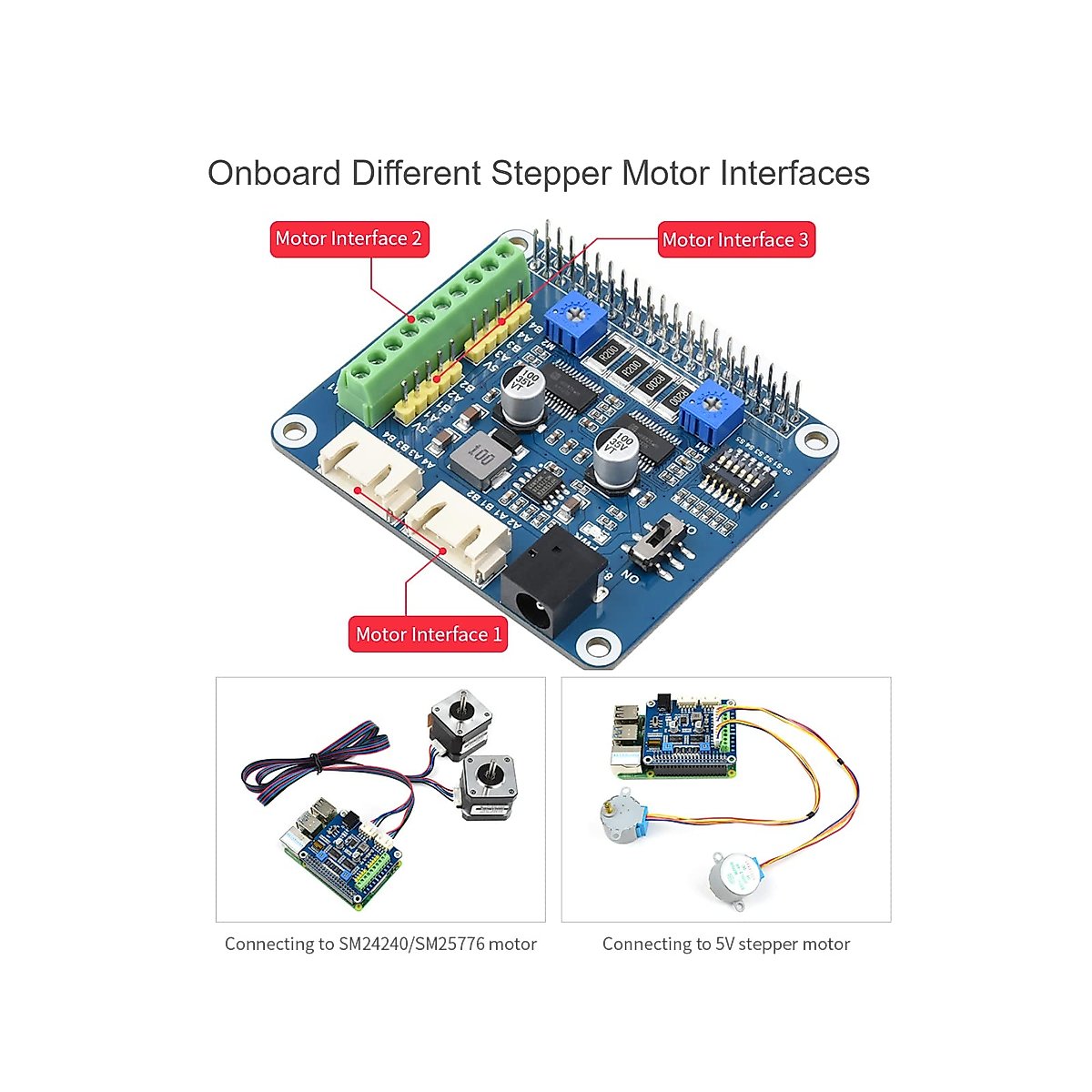 HRB8825 Stepper Motor HAT Board for Raspberry Pi Series Boards/Jetson Nano,Drives Two Stepper Motors Up to 1/32 Microstepping,Support 3D Printer, Sculpturing Machine, Mechanical Arm