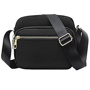 DIHKLCIO Nylon Crossbody Bags for Women Purses and Handbags Women's Casual Messenger Bags Waterproof Black Crossbody Purse (black)