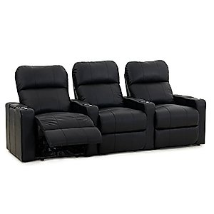 Octane Turbo XL700 Row of 3 Seats, Straight Row in Black Bonded Leather with Manual Recline