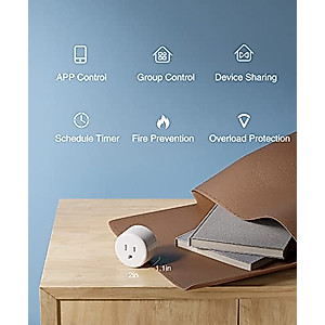 Mini Smart Plug, WISEBOT WiFi Plug Surge Protector Works with Alexa and Google Home, Plug-in Outlet Socket APP Control, Timer Function, ETL FCC Listed, No Hub Required, 2.4GHz WiFi Only, 10A/1200W