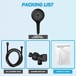 Shower Head with handheld, High Pressure Shower Head Set with Hose Adjustable Bracket Rubber Washers