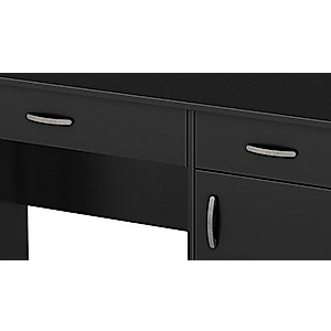 South Shore Small Computer Desk with Drawers, Pure Black