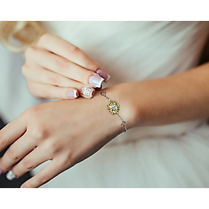 Sunflower Heart Bracelet for Women Sterling Silver Moissanite Diamond Adjustable Charm Bracelets Pulseras de Mujer White Gold Plated Jewelry Birthday Gifts for Her Mom Women Girlfriend Mama Wife