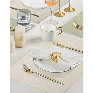 SUEH DESIGN Leather Placemats Set of 6 Reversible Table Mats Heat Resistant Waterproof No-Slip Place Mats for Dining Table Kitchen Parties