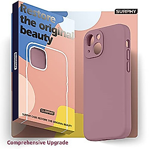 SURPHY Compatible with iPhone 13 Mini Case with Screen Protector, (Camera Protection + Soft Microfiber Lining) Liquid Silicone Phone Case 5.4 inch 2021, Lilac Purple