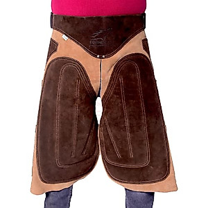 Equine Care Farrier Chaps 4 Knife Pockets & Nail Magnet Cow Hide Suede Leather Horse Shoeing Apron (27 Inch-70 CM)