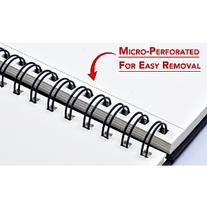 Hardcover Sketch Book, 9"x12", Spiral Wire and Pencil Holder, Universal Sketch Paper with Perforated Line, 80 Sheets, Acid Free, Perfect for Pencil, Pastel, Graphite, and Charcoal, etc.