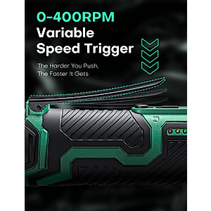 KIMO 3/8" Extended Electric Ratchet Wrench Set, 40 Ft-Lbs 400 Rpm 12V Cordless Wrench w/ 2-Pack 2.0 Ah Batteries, 1 Hour Fast Charger & 8 Sockets, Power Ratchet w/Variable Speed & LED Light