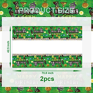 deenor 2Pcs Plants Zombies Tablecloth Disposable Tablecover Birthday Party Supplies and Decorations for Kid Boy Baby Shower Rectangle Tables 70"X42",2 Pack