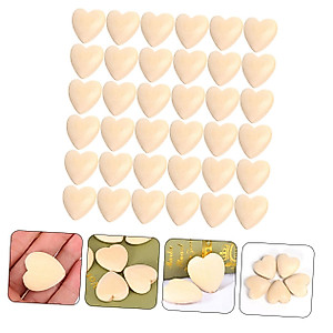 SHOWERORO 50pcs Wood Heart Beads Decoration Heart Shape DIY Bracelet Beads Valentine's Day Craft Materials