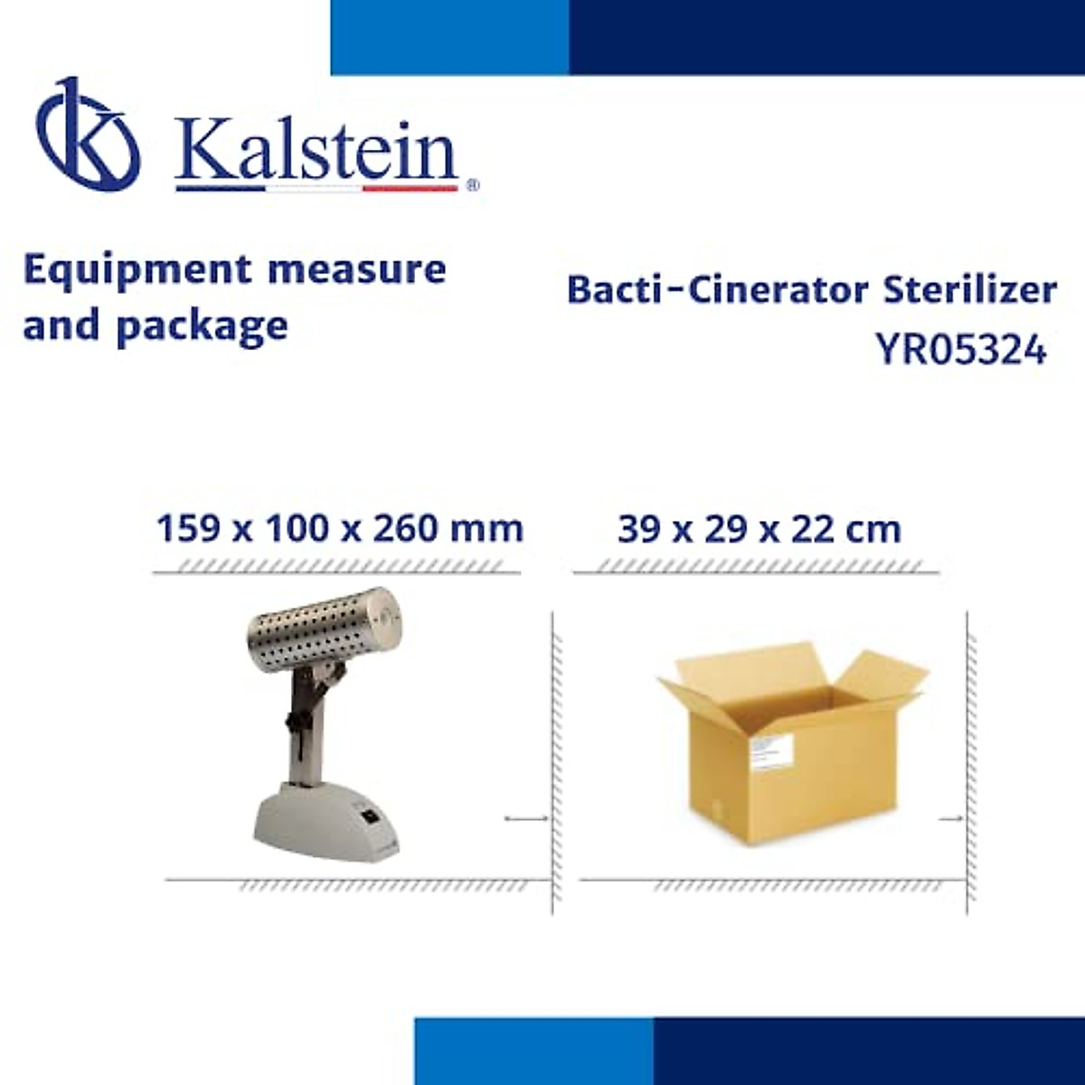 Kalstein Laboratory Bacti-Cinerator Sterilizer, sterilizes Micro-Organisms utilizing Infrared Heat Produced by a Ceramic core Element,Complete sterilizing Temperature of 1500ºF (815.6ºC) YR05324
