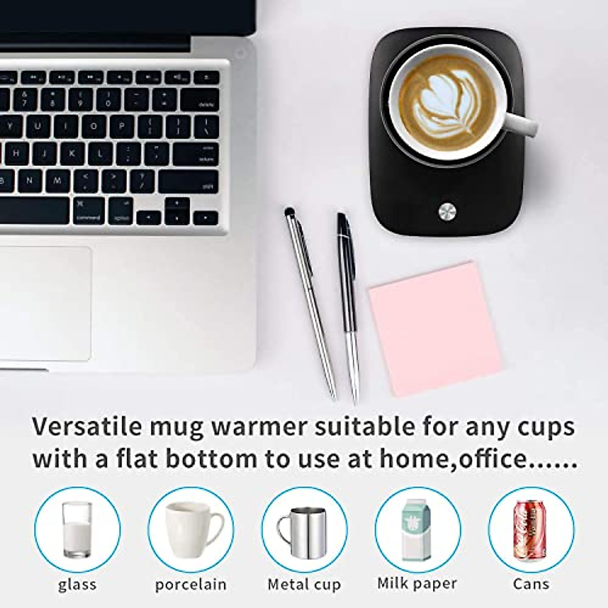 Cup Warmer with 3 Settings,Coffee Mug Warmer for Desk Auto Shut Off Cup Warmer Water Tea Milk Desktop Heating Plate Electric Beverage Warmer Plate