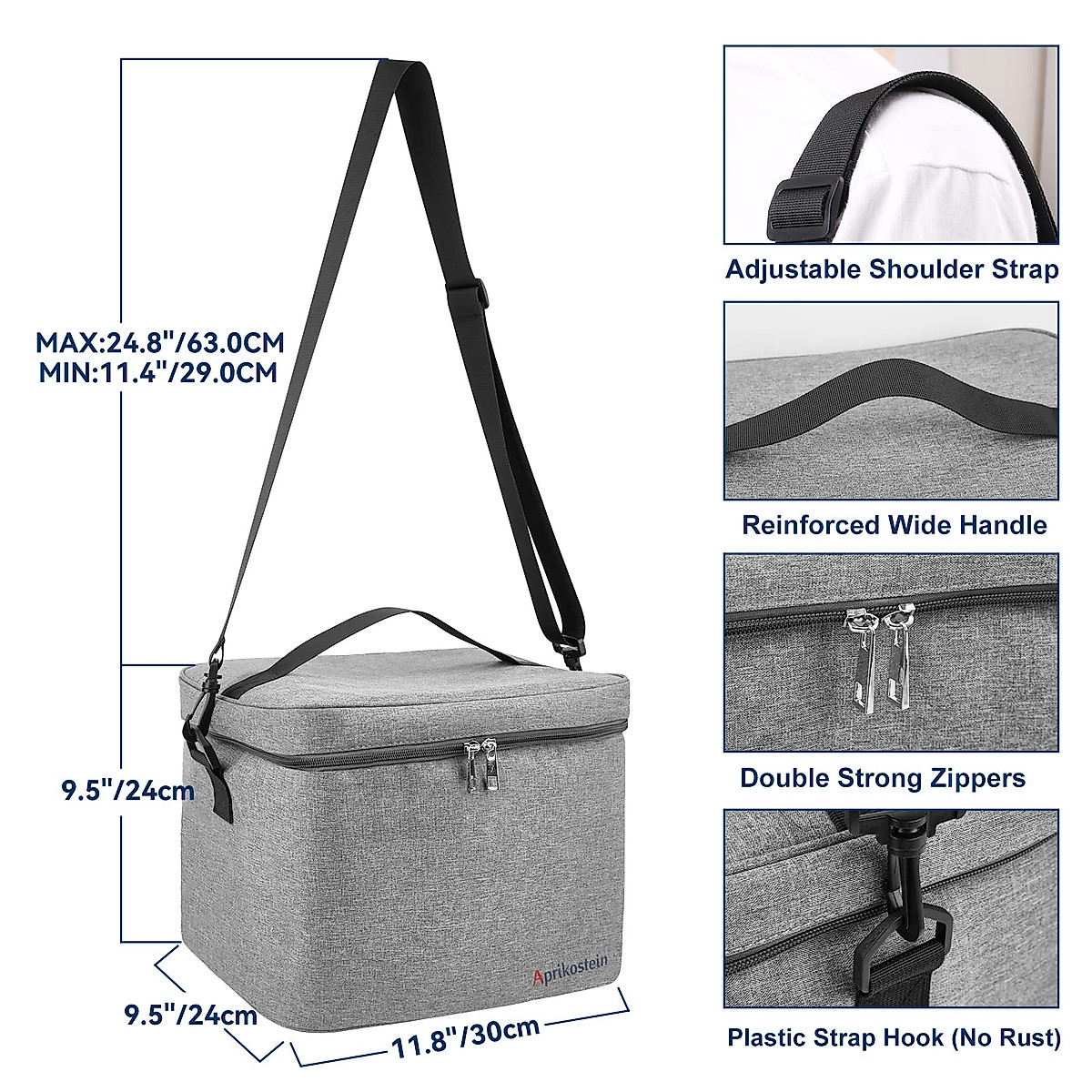 Aprikostein Small Cooler Asclassic, Soft Cooler Bags Insulated 17L 20 Can Portable Collapsible Cooler, Lunch Box Cooler for Men Work Beach Travel Camping, Gray