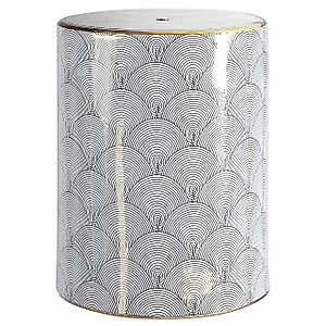 JONATHAN Y TBL1001A Fish Scale 17" Modern Ceramic Garden Stool, Coastal, Contemporary, Transitional, Side Table, Plant Stand, Spill-Proof, Living Room, Garden Room, Patio, White/Gold