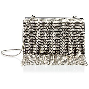 Vince Camuto Womens Bijou Minauderie Clutch, Black Satin, One Size US