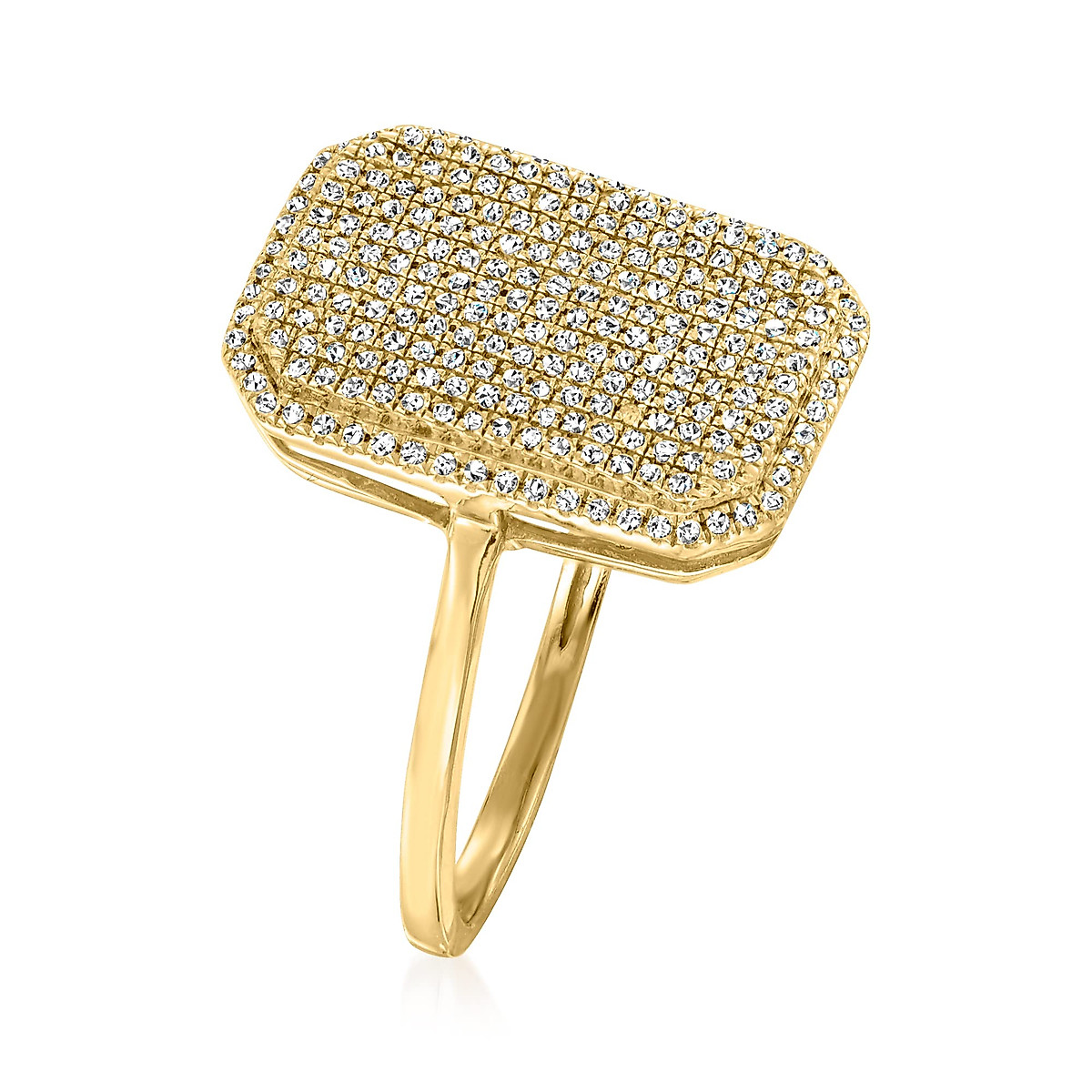 Ross-Simons 0.33 ct. t.w. Pave Diamond Rectangular Ring in 14kt Yellow Gold. Size 6