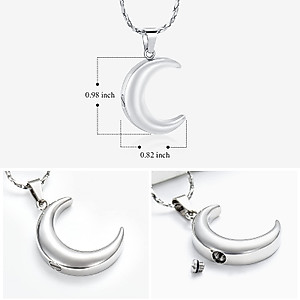 Imrsanl Cremation Jewelry for Ashes Moon Urn Necklace Stainless Steel Memorial Lockets Keepsakes Jewelry for Ashes Pendant - Fill kit (Silver)