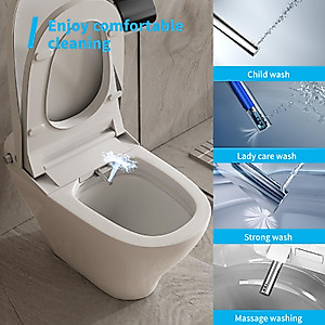 Mjkone Foot Sensing Flush Bidet Toilet with Dryer, Bidet for Existing Toile, Advanced One-Piece Toilet Seat with Heated Bidet, Auto Flush, and Remote Control, 26”(W) x 15.9”(L) x 19.4”(H)