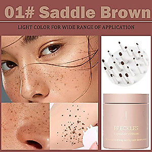 Liquid Fake Freckle Stamp Pen，Freckles Liquid Air Cushion Stamp,Magic Long Lasting Waterproof Quick Dry Natural Like Fake Freckle Pen Makeup Stamp,A Sunny Freckled Look Just For You(01# Saddle Brown)