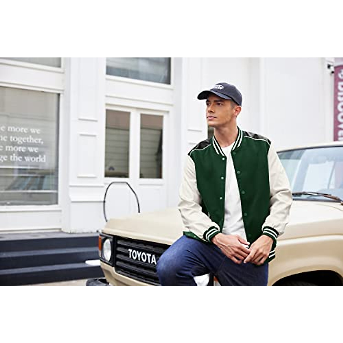 COOFANDY Mens Fashion Varsity Jackets Casual Leather Sleeves College Baseball Bomber Jacket Streetwear