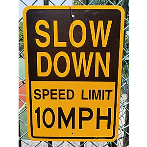 Joffreg Slow Down Speed Limit 10 MPH Sign,17 x12 Inches,Reflective Aluminum (2 Pack)