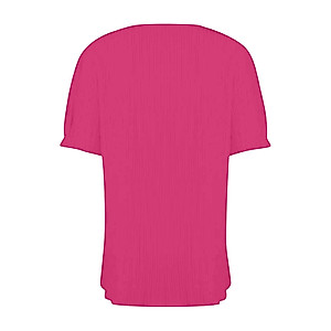 Womens Tops Dressy Casual Spring 2024 Generic 2024 Women Long Sleeve Mini Dress Gray Tunic Tops for Women Plus Size White Button Down Shirt Women Casual Tops for Women（3-Hot Pink,Medium）