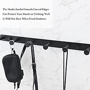 Potaosey Black Wall Coat Rack, 17in Wall Mounted Coat Rack with 6 Hook,Modern Style Coat Rack Wall Mounted,Metal Coat Hooks Rail for Coat Hat Key Bathroom Entryway