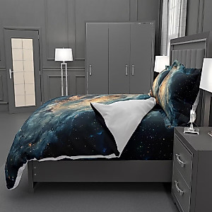 Lokaluo Milky Way Duvet Cover King Size 3D Printed Psychedelic Swirl Duvet Cover Set Starry Sky Series Bedding Sets Cosmic Mysterious Bedroom Decor 3 Pcs Comforter Cover with 2 Pillowcases