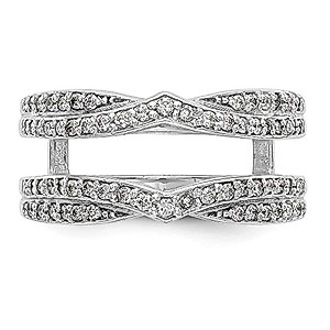 Solid 14K White Gold Engagement Wedding Ring Diamond Guard Size 7 (.498 cttw.)