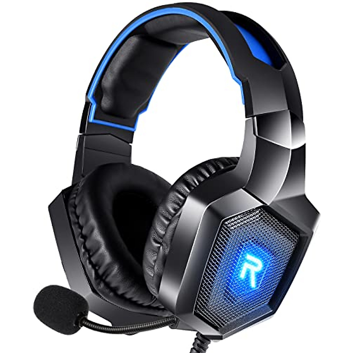 GIZORI Gaming Headset, Xbox Headset, Gaming Headphones with Microphone Surround Sound, Noise Canceling with Mic & LED Light, Compatible with PC PS5, PS4, PS2, Xbox Series, Sega Dreamcast, Laptop, Blue