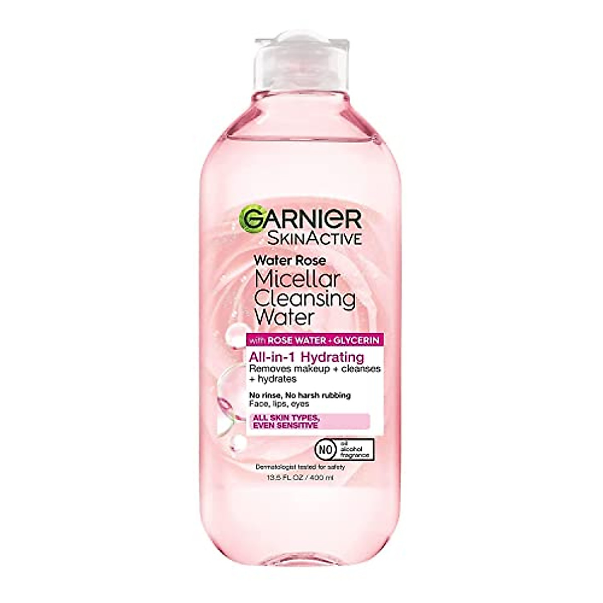 Garnier SkinActive Micellar Water with Rose Water and Glycerin, Facial Cleanser & Makeup Remover, All-in-1 Hydrating, 13.5 fl. oz, 1 count (Packaging May Vary)