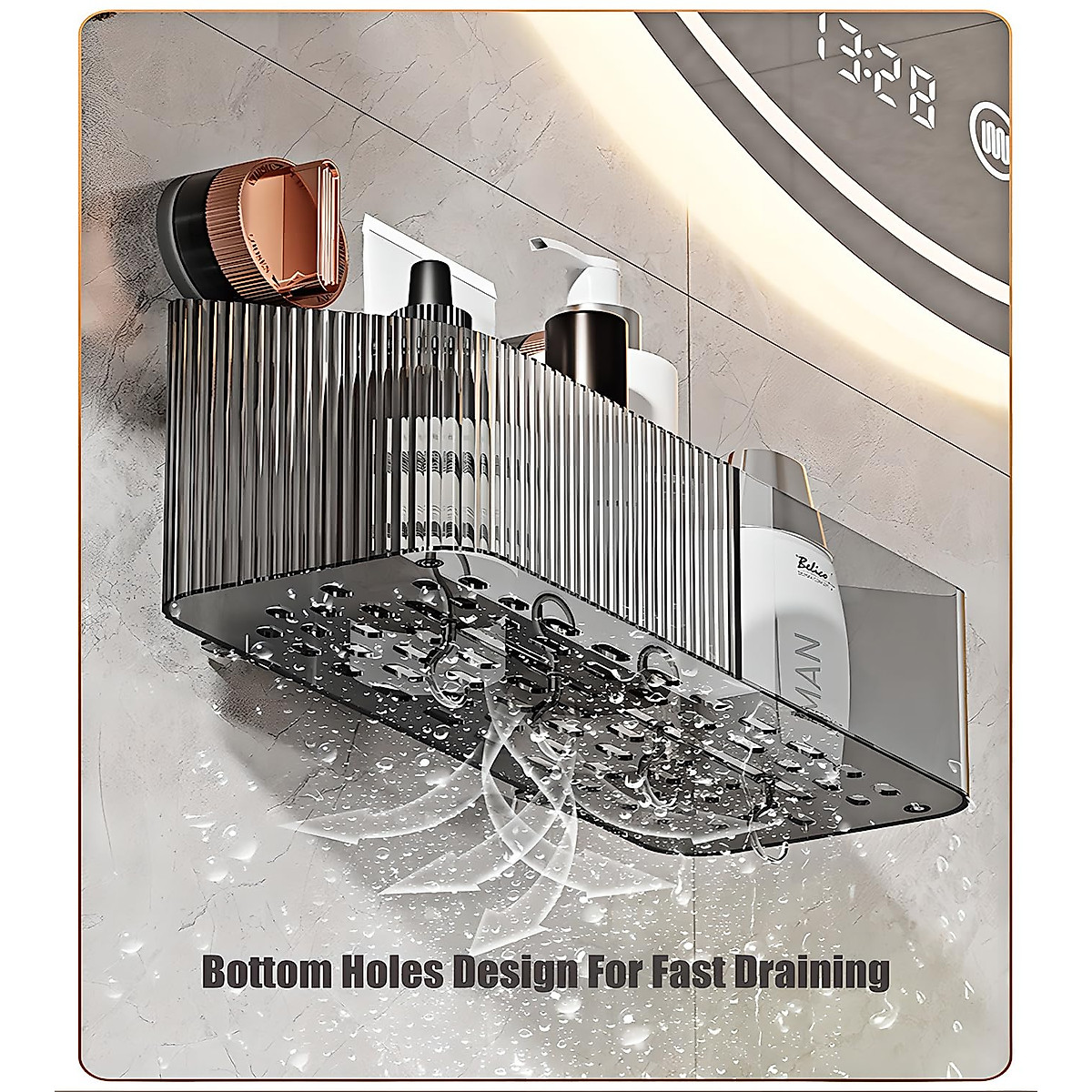 Sudowcorn Shower Caddy, Suction Cup Shower Organizer, Strong Suction Power Bathroom shower shelves with Hooks,Max Hold 22lbs Removable shower shelf